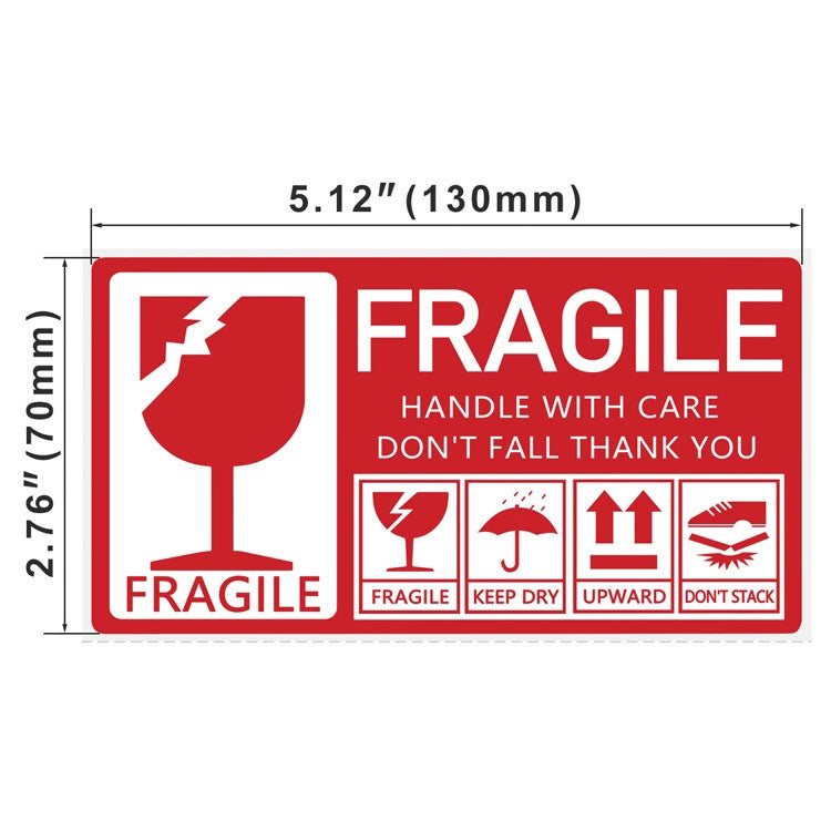 Fragile Stickers, FGS-130-70-250, Permanent self-adhesive Easy Tear Fr ...