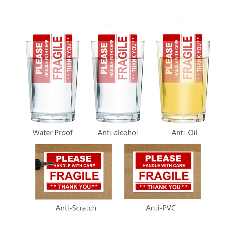 Fragile Stickers, FGS-130-70-250, Permanent self-adhesive Easy Tear Fr ...